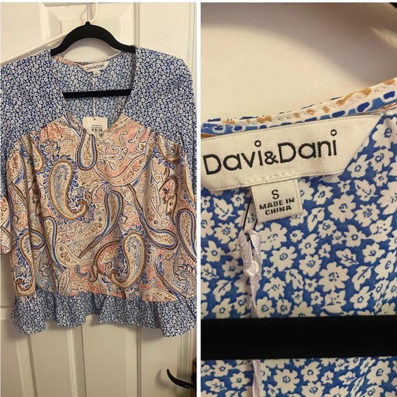 DAVI & DANI | Tops | Davi Dani Blue Paisley Womens Top | Poshmark